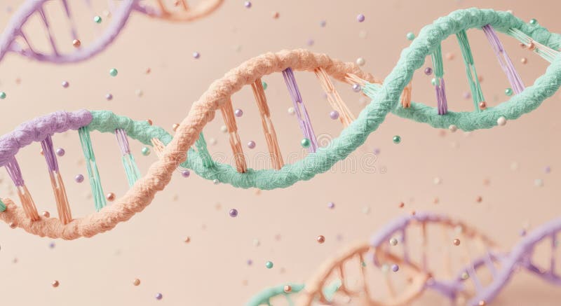 Colorful Dna Model Visualization with Strands and Floating Spheres on ...