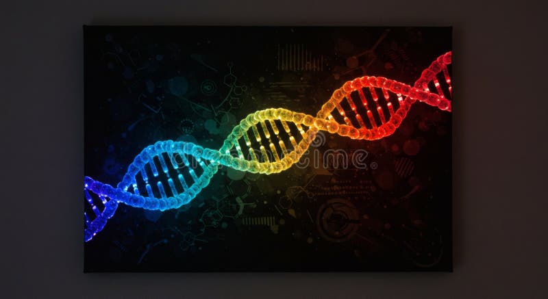 Colorful Dna Molecule Structure on Black Background for Science ...