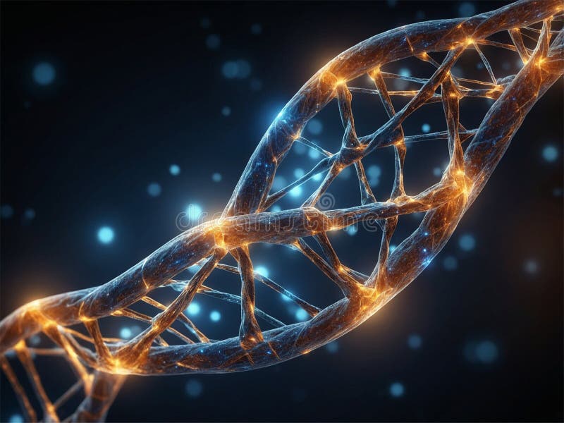 A Colorful DNA Strand with a Yellow and Orange Section. the Strand is ...