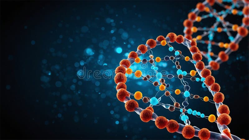 A Colorful DNA Strand with a Yellow and Orange Section. the Strand is ...