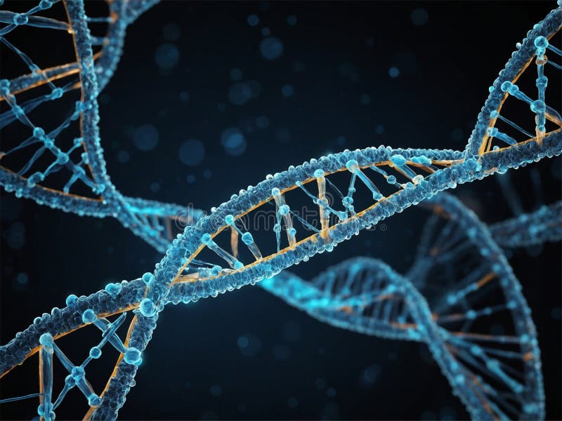 A Colorful DNA Strand with a Yellow and Orange Section. the Strand is ...