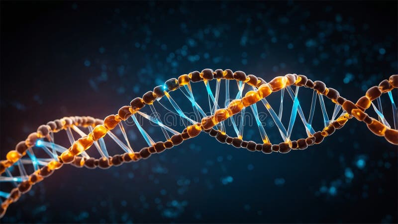 A Colorful DNA Strand with a Yellow and Orange Section. the Strand is ...