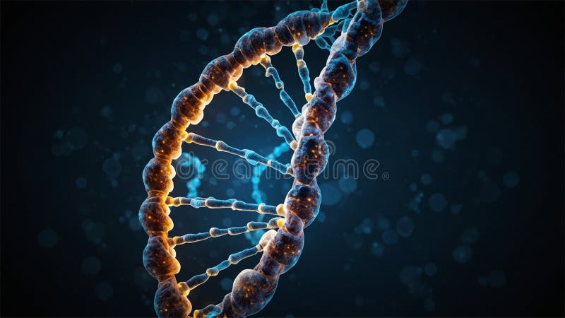 A Colorful DNA Strand with a Yellow and Orange Section. the Strand is ...