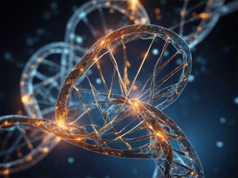 A Colorful DNA Strand with a Yellow and Orange Section. the Strand is ...