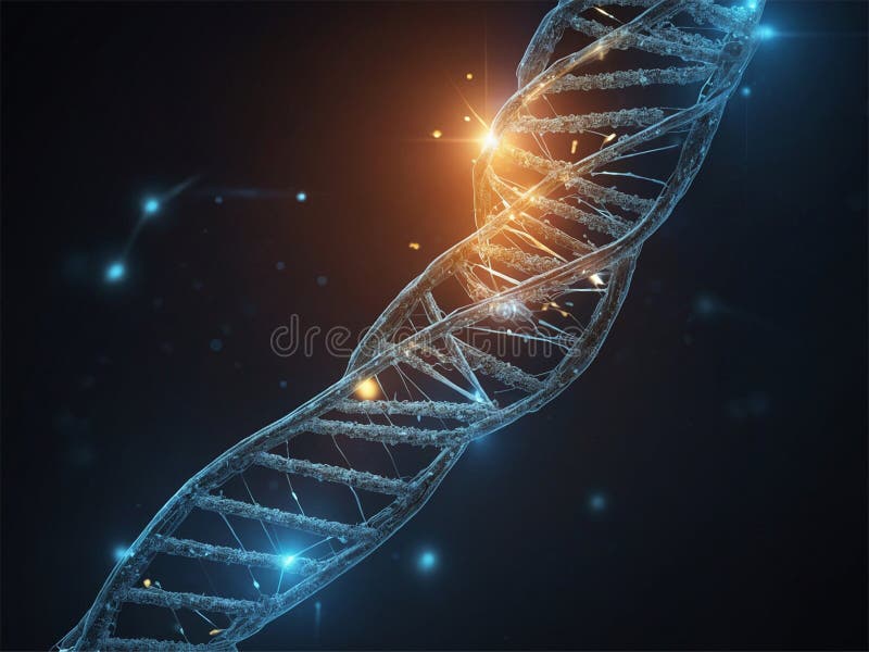 A Colorful DNA Strand with a Yellow and Orange Section. the Strand is ...