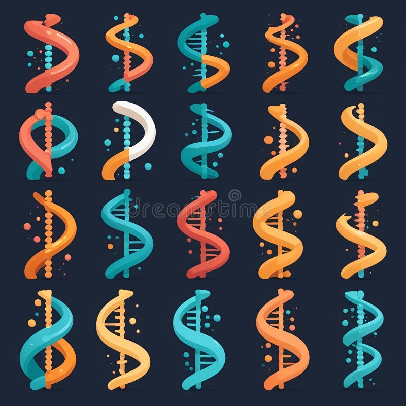 Colorful Dna Strands Pattern Stock Illustration - Illustration of shows ...