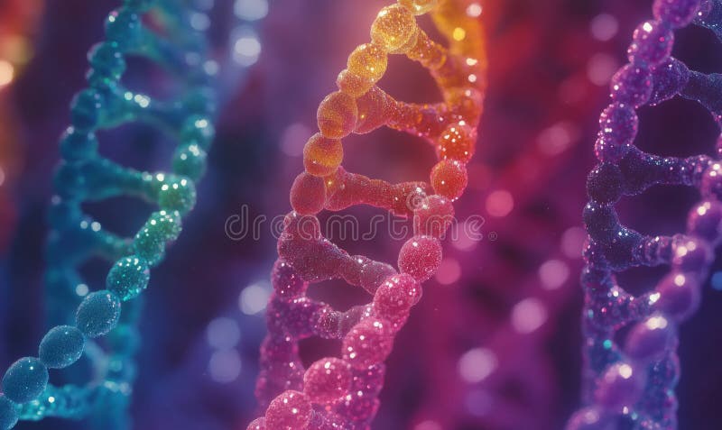 Colorful DNA Strands with Sparkling Effects Representing Genetic ...
