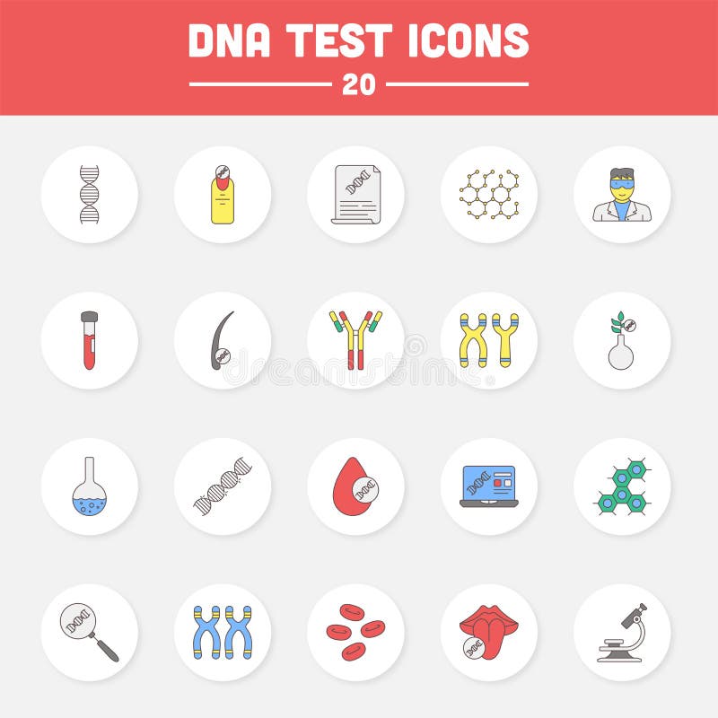 Colorful DNA Test Icons Set in Flat Style Stock Illustration ...