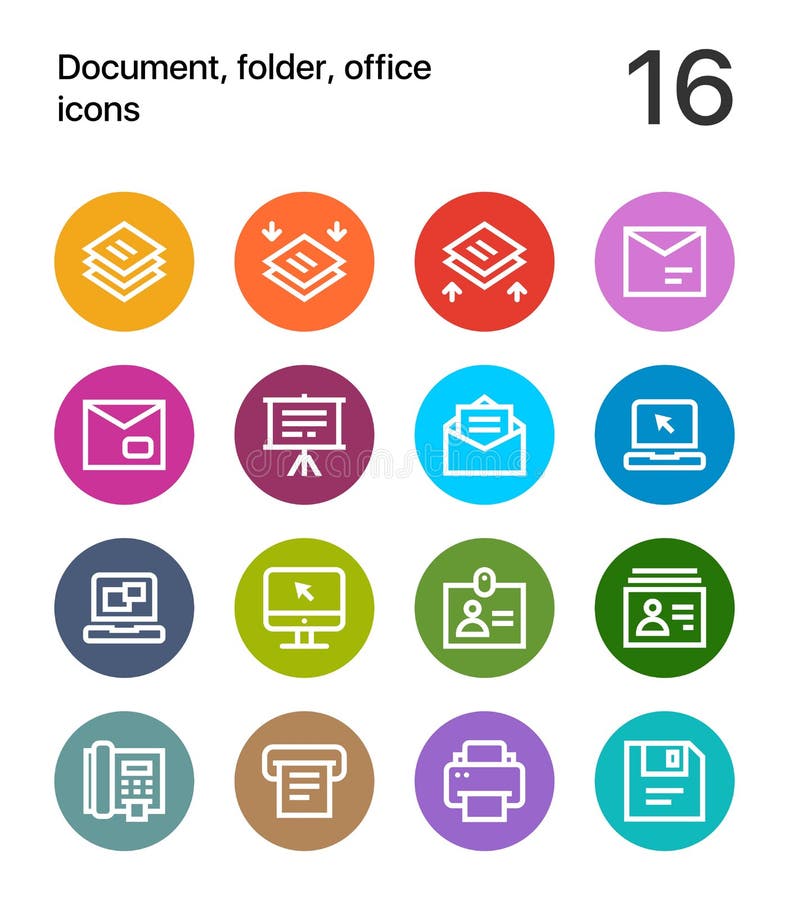 Colorful Folder Icons. Documents Icons Folder Set. File Manager Folder ...