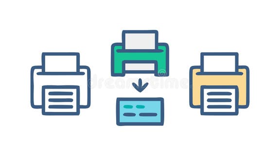 Colorful Document and Printer Task Icons for Business Apps, Vector ...