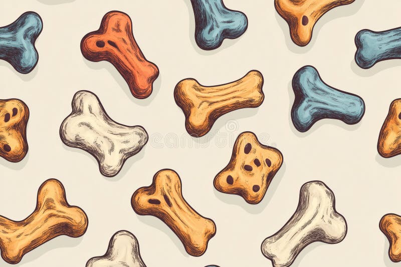 Colorful Dog Bone Doodles Create a Lively Seamless Pattern for Pet ...