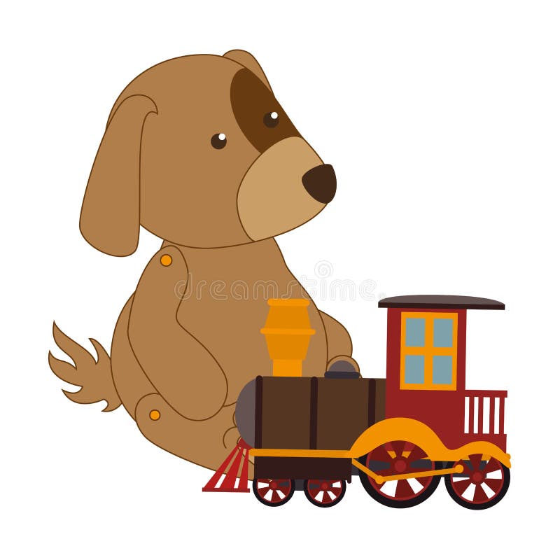 Dog And Train, Funny Illustration Stock Vector - Illustration of dogs ...