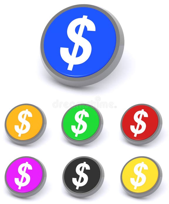 Colorful dollar buttons stock illustration. Illustration of circular ...