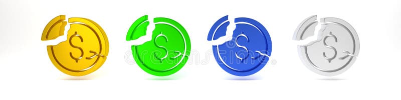 Colorful Dollar Rate Decrease Icon Isolated on White Background. Cost Reduction. Money Symbol ...