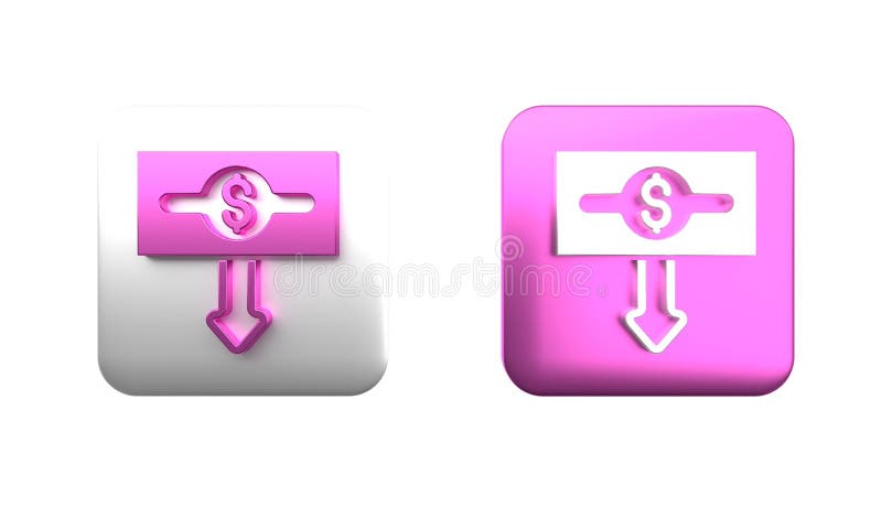 Colorful Dollar Rate Decrease Icon Isolated on White Background. Cost Reduction. Money Symbol ...