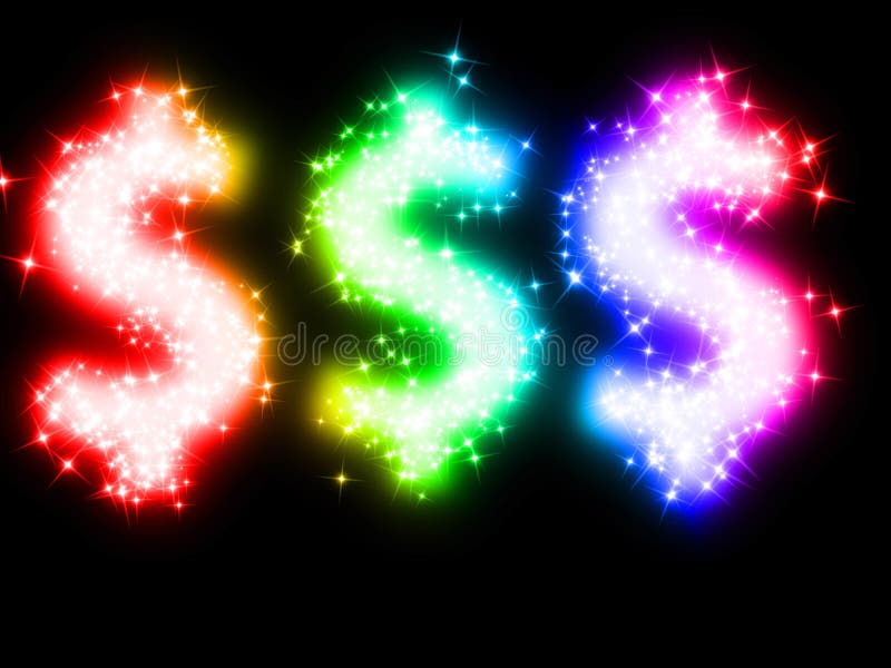 Colorful dollar signs stock illustration. Illustration of night - 15434182