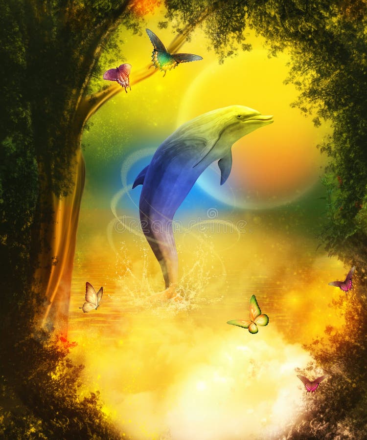 Colorful Dolphin stock illustration. Illustration of ocean - 31288497