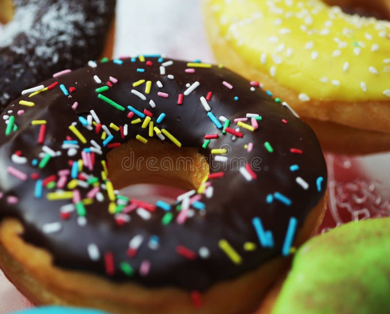 Colorful donuts stock image. Image of junk, baked, cake - 37005883
