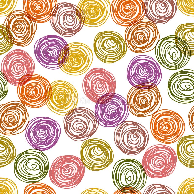 Colorful Doodle Circles Simple Geometric Seamless Pattern, Vector Stock ...