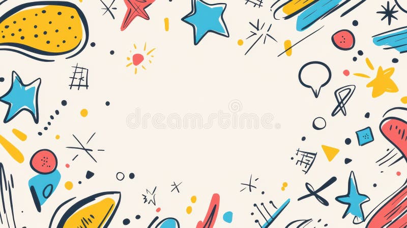 Colorful Doodle Frame with Stars and Abstract Elements for Creative ...