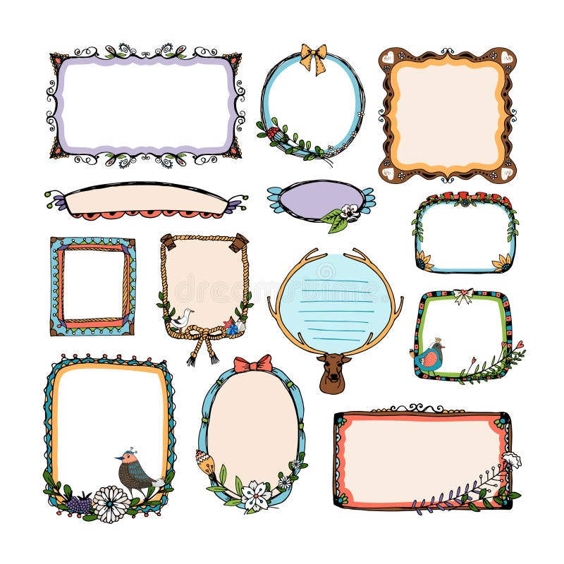 Colorful doodle frames stock vector. Illustration of message - 213881836