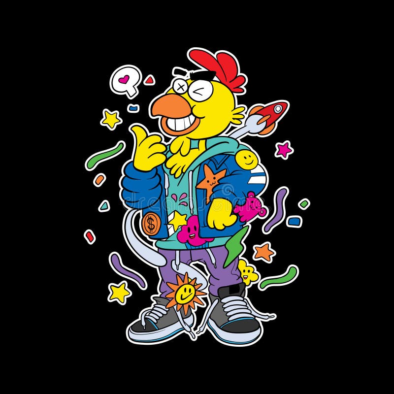 Colourful Doodle Vector Illustration-the Okay Chicken Stock Vector ...