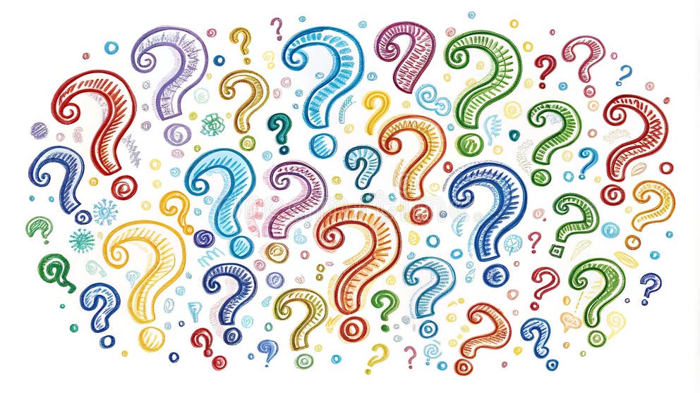 Colorful Doodle Question Marks a Whimsical Burst of Curiosity and ...