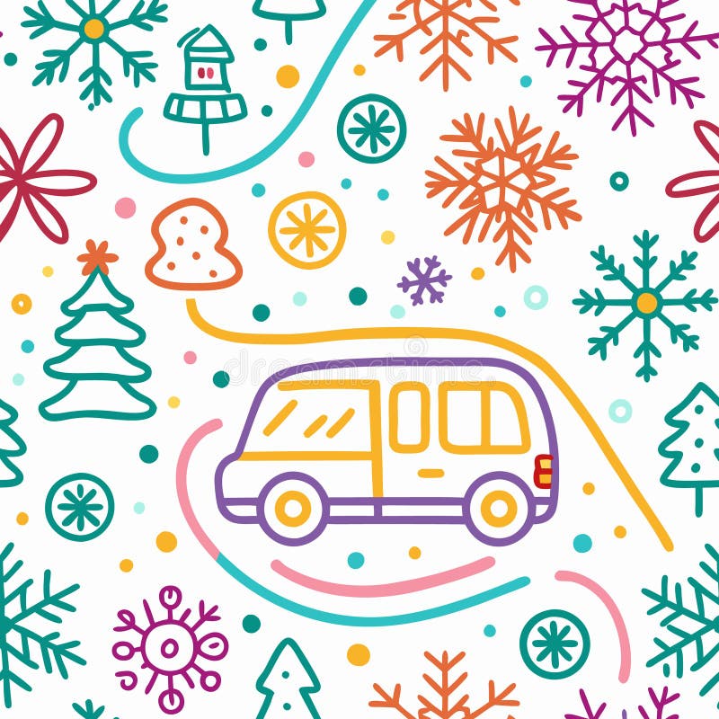 Doodle Winter Van Seamless Pattern Stock Illustrations – 14 Doodle ...