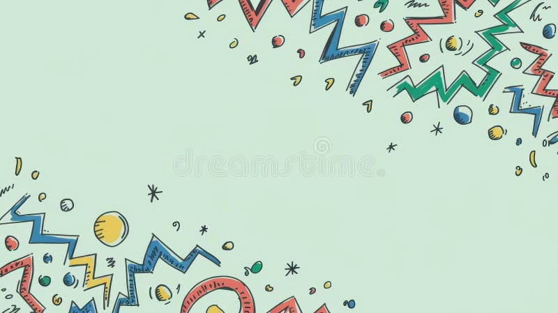 Colorful Doodles Create a Fun, Playful Border on a Light Green ...