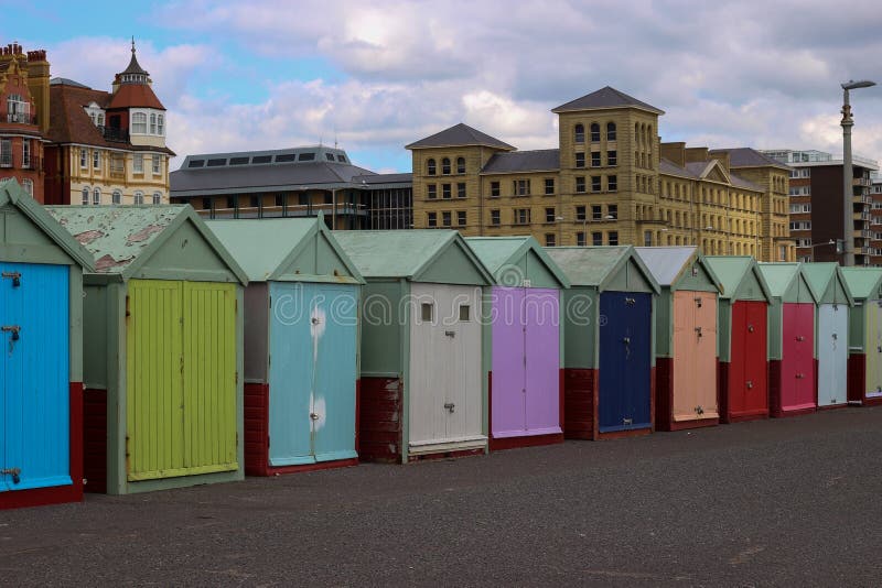 Colorful doors in Brighton stock image. Image of storage - 104501365