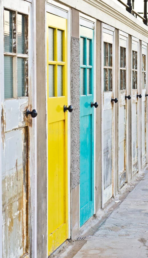 Four Colorful Doors On The Wall Stock Image - Image of concept, office ...