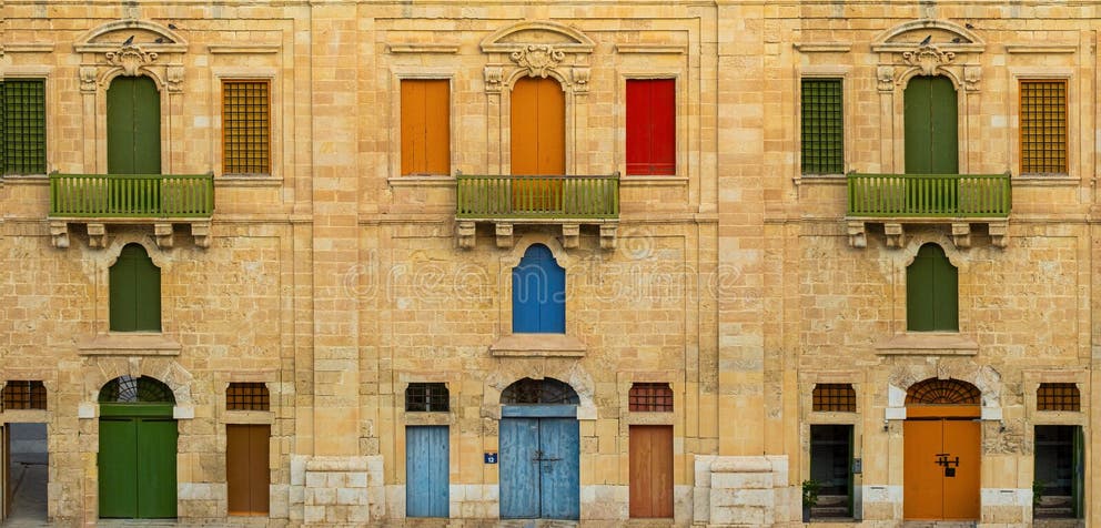 Colorful Doors and Windows in Valletta Malta Stock Image - Image of ...