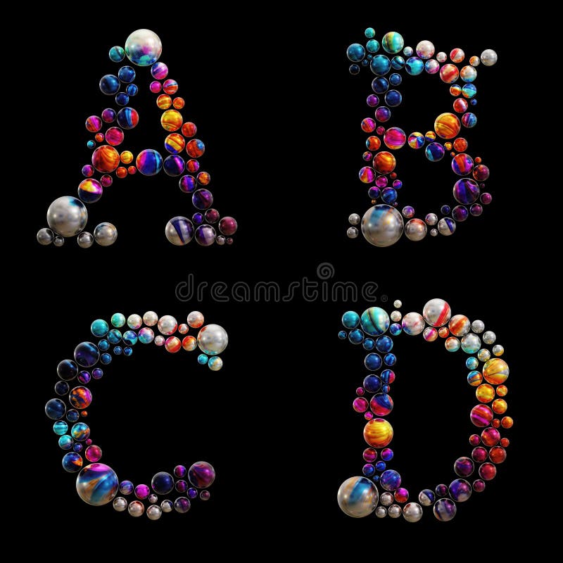 Colorful Dot Alphabet - Letters a-D Stock Illustration - Illustration ...