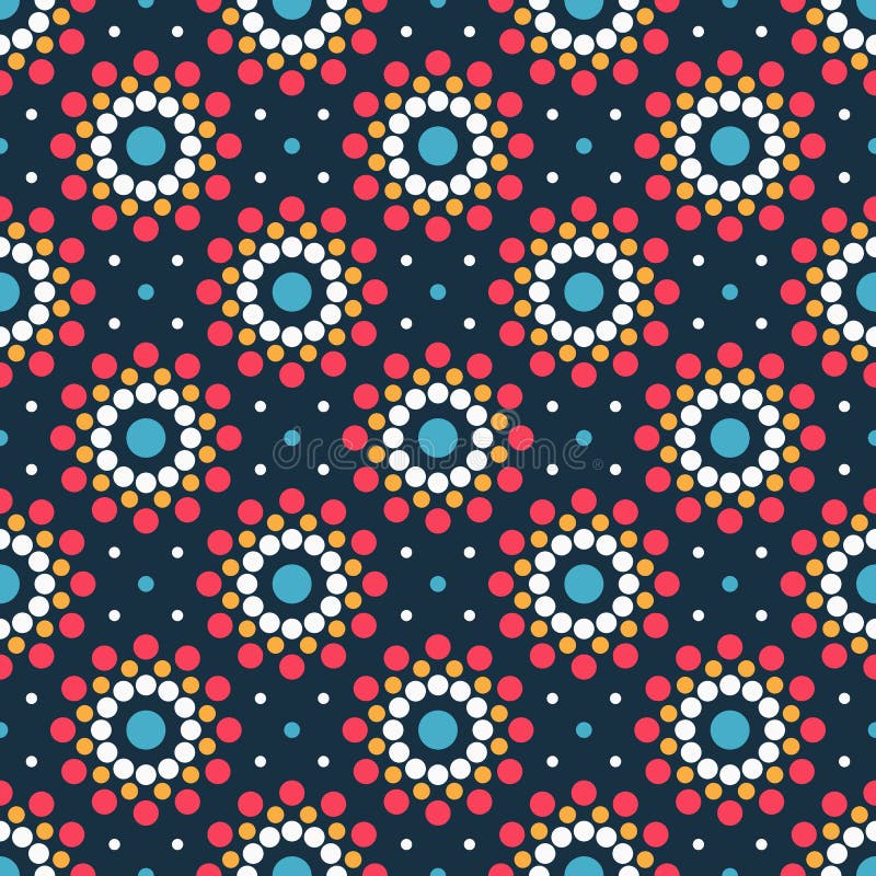 Colorful Dots Floral Seamless Pattern Stock Vector - Illustration of ...