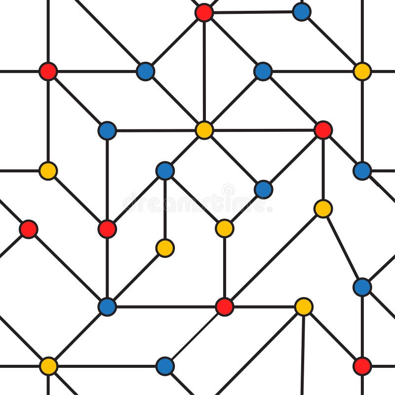 Colorful Dots Network Connections Pattern Stock Vector - Illustration ...