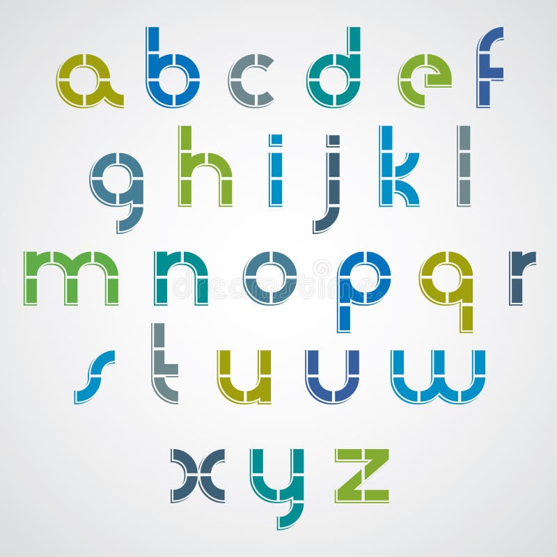 Colorful Dotted Line Bold Font, Lower Case Letters. Stock Vector ...