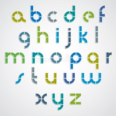 Colorful Dotted Line Bold Font, Lower Case Letters. Stock Vector ...