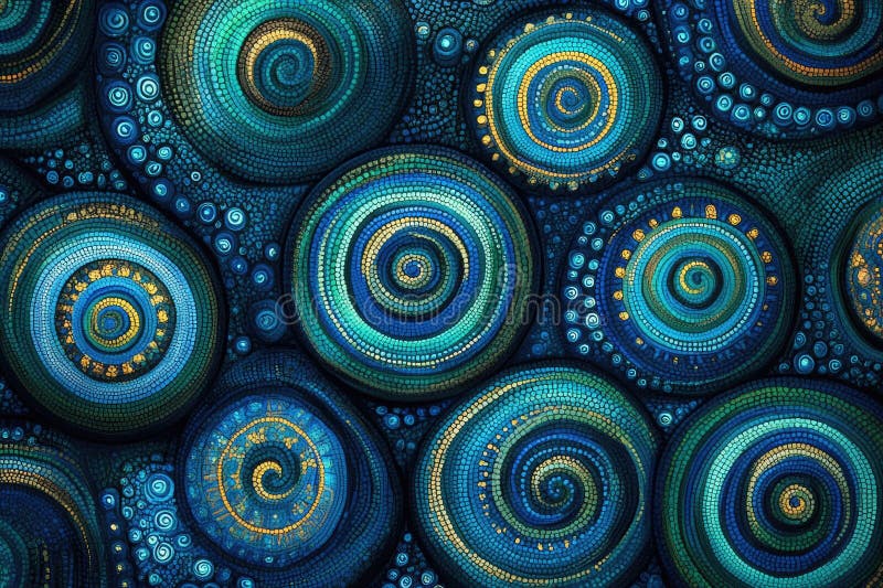 Colorful Dotted Pattern Forming Concentric Circles and Wavy Lines Stock ...