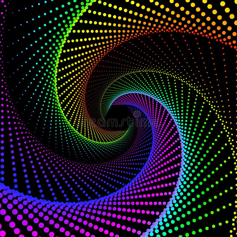 Colorful Dotted Squares Spiral Vortex Background Stock Vector ...