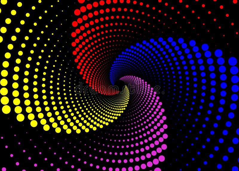Colorful Dotted Squares Spiral Vortex Background Stock Vector ...