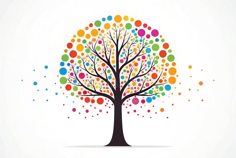 Colorful Dotted Tree Illustration, Vibrant, Abstract Design Stock Photo ...