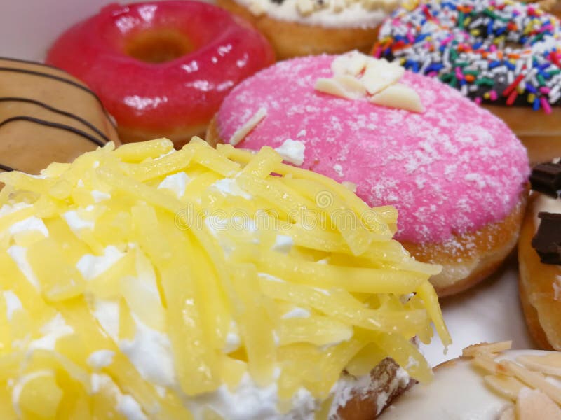 Colorful of doughnuts stock photo. Image of fried, glazed - 101144666