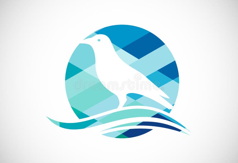 Colorful Dove Bird into a Circle. Mosaic Pattern Bird Logo Design Stock ...