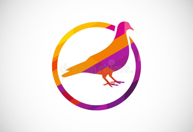 Colorful Dove Bird into a Circle. Mosaic Pattern Bird Logo Design Stock ...