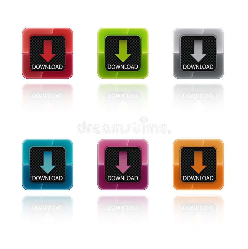 Colorful download buttons stock vector. Illustration of technology ...