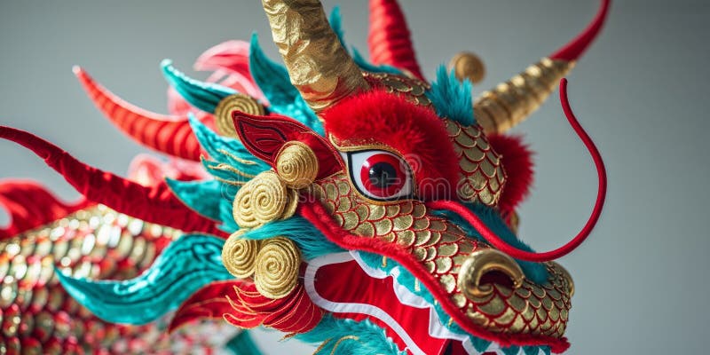 Colorful Dragon Dance Costume Head Close Up Stock Photo - Image of ...