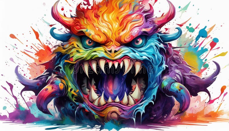 A Colorful Dragon with a Menacing Look on Its Face Stock Illustration ...