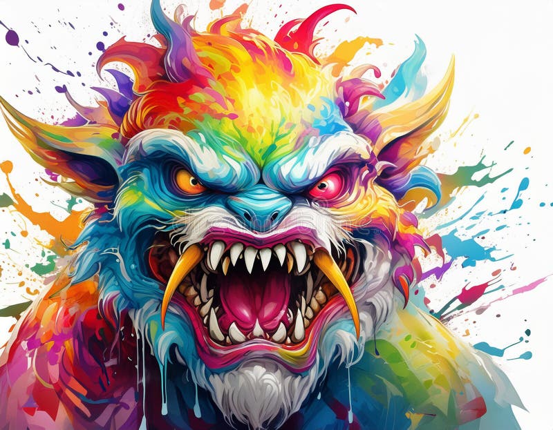A Colorful Dragon with a Menacing Look on Its Face Stock Illustration ...