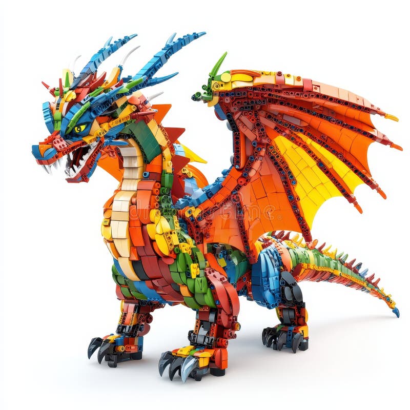 A Colorful Dragon Model Made from Interlocking Building Blocks ...