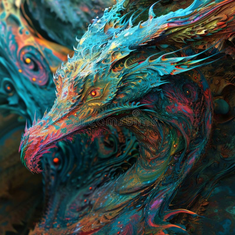 A Colorful Dragon with Sharp Teeth Stock Illustration - Illustration of ...